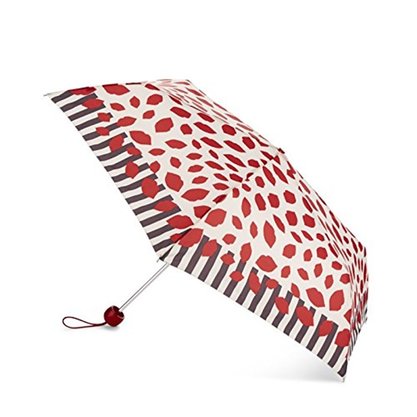 Lulu Guinness Superslim-2 Lip Stripe Border Umbrella | Teddy Town Gifts